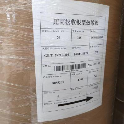 Cina Carta termica a immagine blu-nera 45-70GSM Jumbo Roll per banconote/fax/ATM industriali in vendita