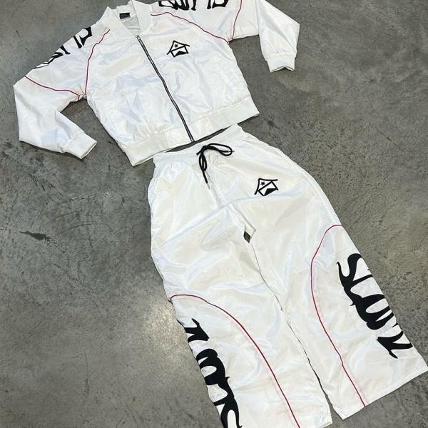 Quality Full Length Cropped Zip Tracksuit Stacked Flare Baggy Sweatpants 2 Piece Tracksuits for sale