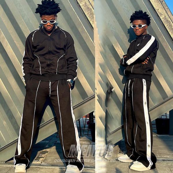 Quality Embroidery Logo Mens Reflective Tracksuit Mens Nylon Jogging Suits Zip Up OEM Service for sale
