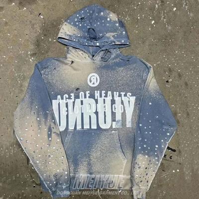 China Premium Distressed Grey Hoodie Cropped Pullover Hoodie Unisex Comfortable for sale