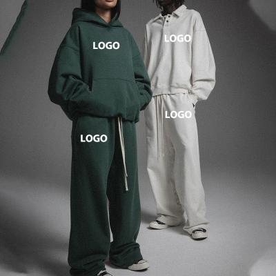 China Custom 100% Cotton Heavyweight Oversized Tech Fleece French Terry Hoodie Sweatsuit Loose Stacked Sweatpants Tracksuits for Men for sale