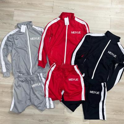 China Custom Embroidery Logo Jacket Shorts Sweat Suit Nylon Clothing Outfits Shorts Pants Men's Tracksuit Nylon Jogging Tracksuit for sale