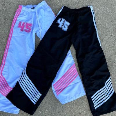 China Custom Print Logo Stack Drawstring Line Men's Pant Polyester Pant High Quality Jogger Elastic Flare Sweatpants for sale