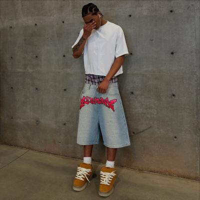 China OEM Custom Jean Shorts Distressed Vintage Washed Damaged Streetwear Men's Denim Shorts Manufacturers Shorts Jeans Denim Ripped for sale