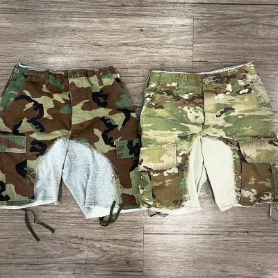 China Custom Logo Quality Heavyweight Streetwear Cotton French Distressed Patch Vintage Sun Faded Acid Wash French Terry Shorts Men for sale