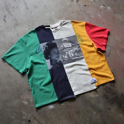 China Clothing Manufacturers Custom Color Block Streetwear Patchwork Oversized Sewing Cropped T Shirt Men Boxy T Shirts Cotton T Shirt for sale