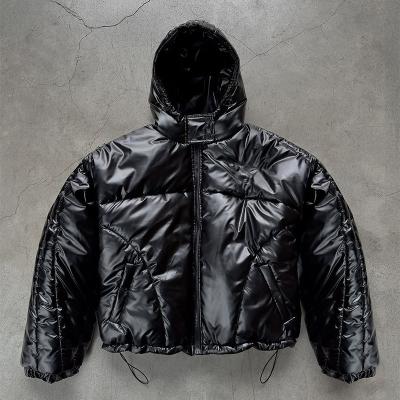 China Clothing Manufacturers Custom High Street Cropped Winter Shiny Polyester Padded Jacket Coat Puffer Jacket Men Fleece Stylish for sale