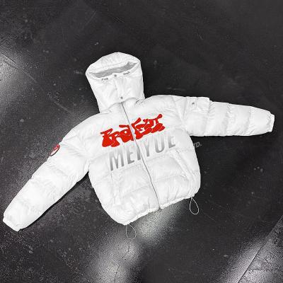 China Custom Designer Embroidery Streetwear Plus Size Bubble Zip up Coat Quilted Crop Man Women Winter Puffer Down Coats Jacket Men for sale