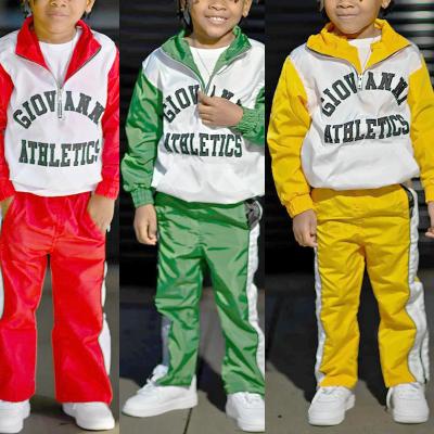 China Customized Kids Joggers Set Boys Cropped Hoodies Windbreaker Half Zipper OEM Service for sale