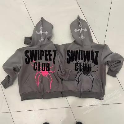 China Applique Embroidery Patches Rhinestone Custom Hoodies Full Zip Rhinestone Hoodie for sale