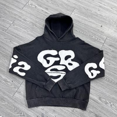 China Custom Embroidered Patch logo Acid Washed Vintage Oversized Pullover No String Streetwear Heavyweight Hoodies for sale