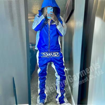 China Custom Nylon Sweat Suit Zip Up Jacket Pants Set Casual Lightweight Windcheater Nylon Mens Windbreaker Jacket Tracksuit For Men for sale