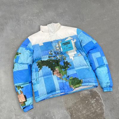 China Dtg Print High Street Men's Waterproof Polyester Puffer Jackets Customized Design Coat OEM Service Padded Coat Jacket for sale