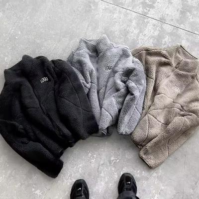 China Korean Fashion Oem Custom Streetwear Sherpa Jacket Winter Coat Polar Fleece Warm Embroidered logo Sherpa Jacket Low Price for sale