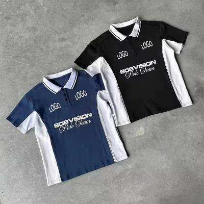 China Custom Retro Soccer Jersey Embroidery Logo Design Cropped Boxy Fit Raglan Sleeves Football Shirts Screen Print Polo T-shirts for sale