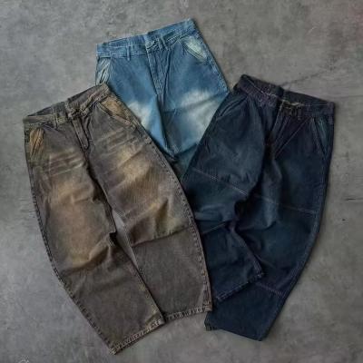 China Fashion Streetwear Custom Mens Oversized Vintage Wash Wide Leg Baggy Jeans Denim Pants Trousers for Men for sale