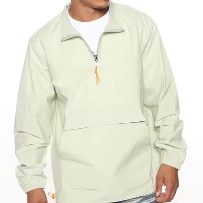 Κίνα Καυτή πώληση OEM χονδρική προσαρμοσμένη ελαφριά ανεμογεννήτρια τετάρτο φερμουάρ απλό στερεό χρώμα casual νάιλον anorak σακάκι για τους άνδρες προς πώληση