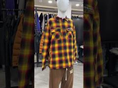 Custom Embroidery Patch logo Vintage Shirts Long Sleeve Cotton Plaid Button up Shirt Flannel Polo Sh