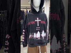 OEM/ODM Custom Screen Printing No String Pullover Hoodie Acid Washed Vintage Drop Shoulder French Te