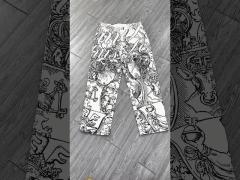 OEM High End Customized Custom Streetwear Digital Print Joggers Button Fly Sweatpants Straight Leg B