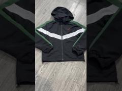 Logo brodé sur mesure Veste en nylon éolienne Contraste de couleur Patchwork Veste imperméable légère