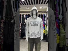 Fabricación de sudaderas con capucha personalizadas con mangas acampanadas abiertas, estampado de pedrería, logotipo, tejido de rizo francés, dobladillo sin rematar, sudadera recortada y confeccionada