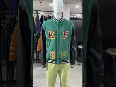 Chenille Borduurwerk Logo Leren Mouw Varsity Jas Voor Heren Custom Design