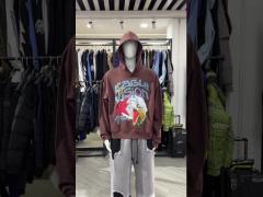 Felpa con cappuccio oversize da uomo in French Terry, pesante 500 gsm, con stampa a rilievo 3D marrone personalizzata in 100% cotone