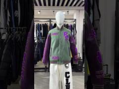 Custom Winter Varsity Jacket Letterman Lederen mouw Winddicht Bomber Jacket Chenille Borduurwerk Streetwear Varsity Jacket