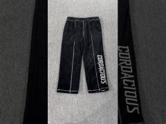 Logo di ricamo su misura Pantaloni da sudore in corduroy Pantaloni da lettera Patchwork Gambe larghe Sacchetto in forma retta Taglio stretto Pantaloni da sudore da cucire Uomini