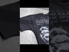 Custom Vintage Short Set Acid Wash Print Boxy T Shirts Cotton Streetwear Shorts T-Shirt Puff Print C