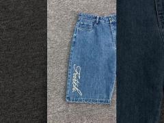 Custom Denim Shorts for Men Rhinestone Print Jean Shorts Men Denim Breathable Vintage Streetwear Emb