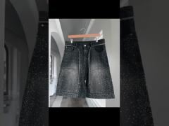 Y2K Casual Vintage Streetwear Custom Baggy Vintage Wash Straight Leg Distressed Rhinestone Jeans Den