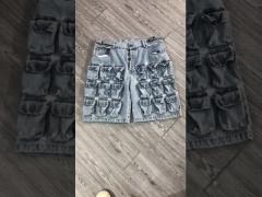 Casual Heavyweight Shorts Jeans Fashion OEM Custom logo Zipper Fly Loose Fit Denim Shorts for Men
