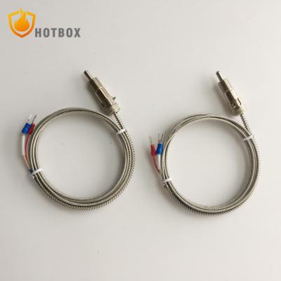 China WRET-01 K E type pressure spring head thermocouple temperature sensor with M12 thread 1m cable for sale
