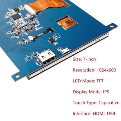 China Lcd toont 7 Duim 1024x600 met Capacitieve Touchscreen van de Aanrakingshdmi 7in Framboos Pi Te koop
