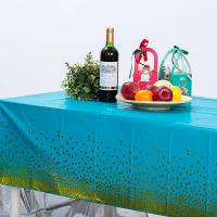 China 54*108 Light Blue Disposable Tablecloth Rectangle Plastic Table Cloth for sale