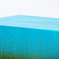 China 54*108 Light Blue Disposable Tablecloth Rectangle Plastic Table Cloth for sale