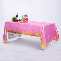 China 1.5m Light Pink Disposable Tablecloth Plastic Table Covers Rectangle for sale