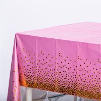 China 1.5m Light Pink Disposable Tablecloth Plastic Table Covers Rectangle for sale
