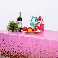 China 150cm Pink Disposable Tablecloth Plastic Table Cloth Rectangular for sale