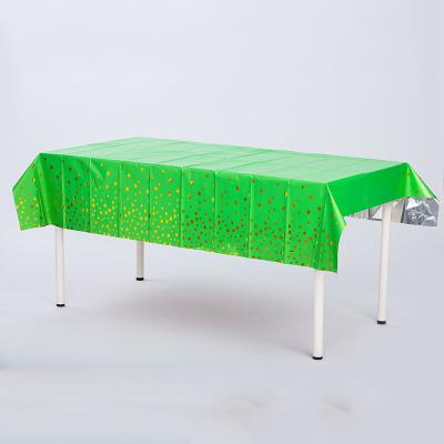 China 120cm 180cm Green Disposable Party Tablecloth Plastic Party Tablecloth for sale