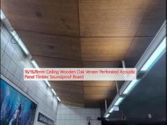 16/16/8mm Ceiling Wooden Oak Veneer Perforated Acoustic Panel Timber Soundproof Board