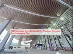R400 Woodgrain Curved Ceiling Baffles Aluminum Composite Sound Absorption Panel