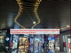 LED Linear Perforated Anodized Aluminum Panels Ceiling Tiles Sound Baffles Absorption Board