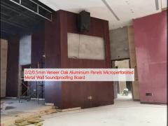 2/2/0.5mm Veneer Oak Aluminium Panels Microperforated Metal Wall Soundproofing Board