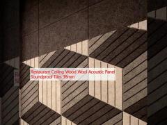 Restaurant Ceiling Wood Wool Acoustic Panel Soundproof Tiles 38mm