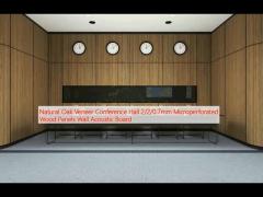Natural Oak Veneer Conference Hall 2/2/0.7mm Microperforated Wood Panels Wall Acoustic Board 