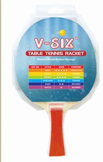 China Poplar Plywood Ping Pong Paddles , 2 Stars Table Tennis Paddles With Red Handle for sale