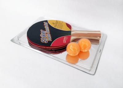 Cina Singolo ping-pong della racchetta messo con 2 la gomma arancio del brufolo della spugna del compensato delle palle 6mm in vendita